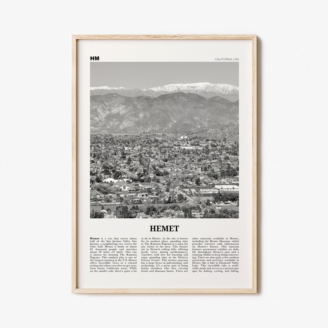 Hemet Print Black and White, Hemet Wall Art, Hemet Poster, Hemet Photo ...