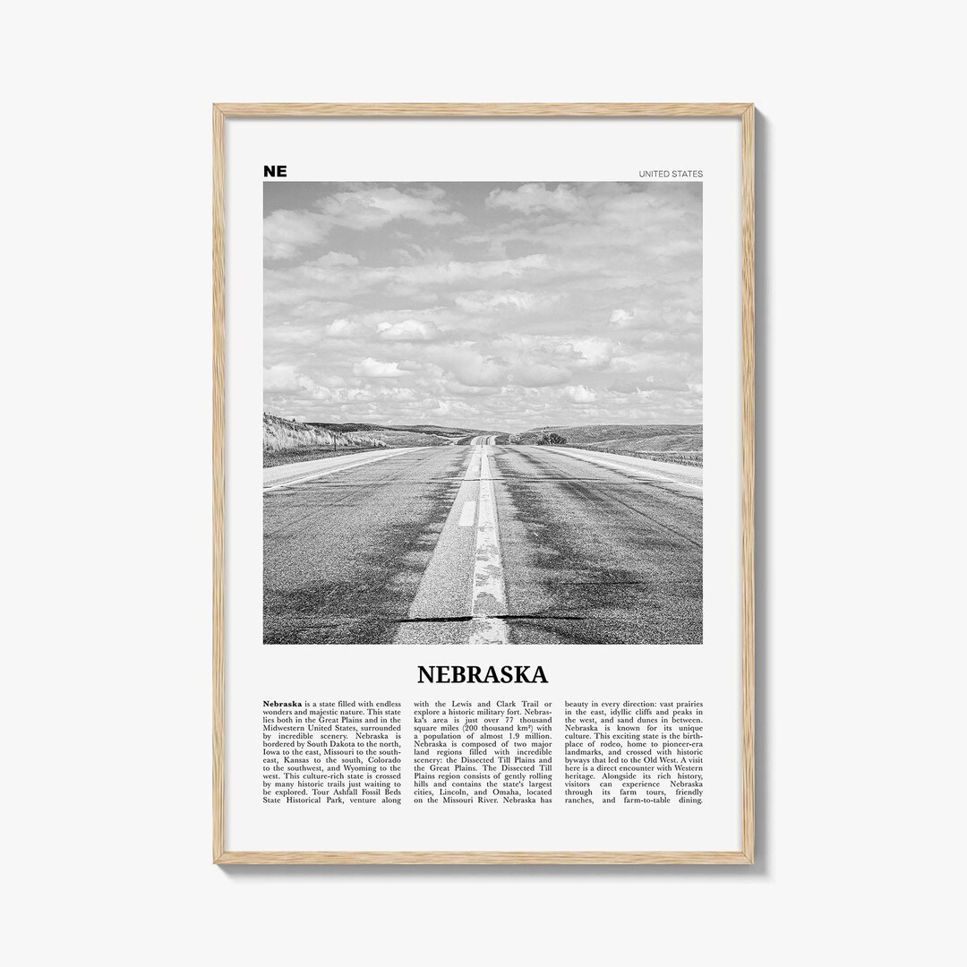 Nebraska Print Black and White No 1, Nebraska Wall Art, Nebraska Poster ...
