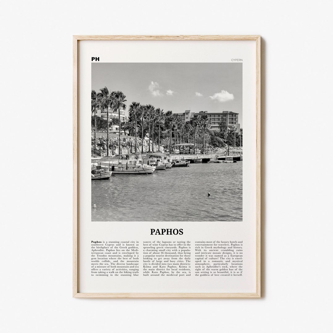 Paphos Print Black and White, Paphos Wall Art, Paphos Poster, Paphos ...