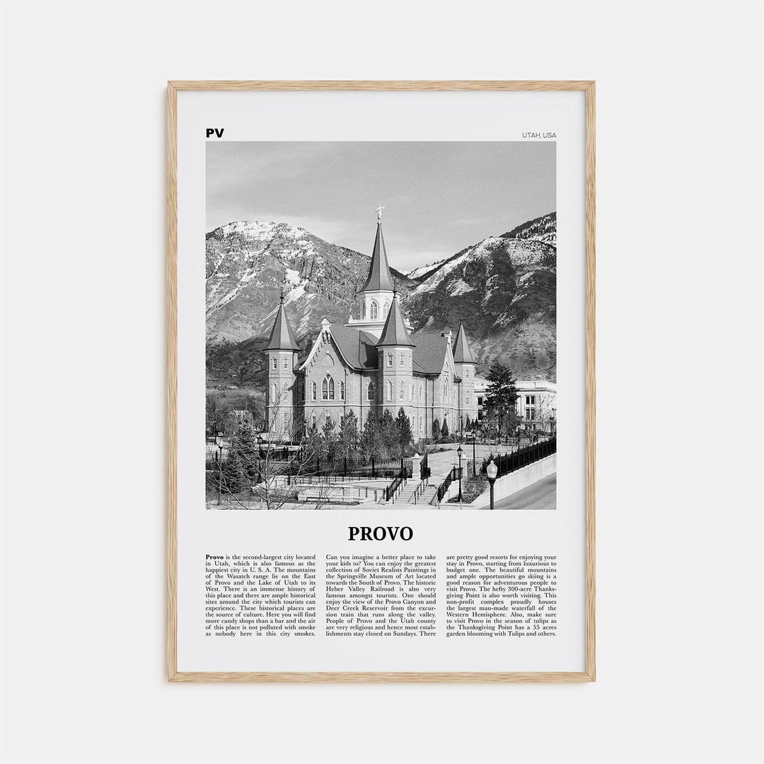 Provo Print Black and White, Provo Wall Art, Provo Poster, Provo Photo ...