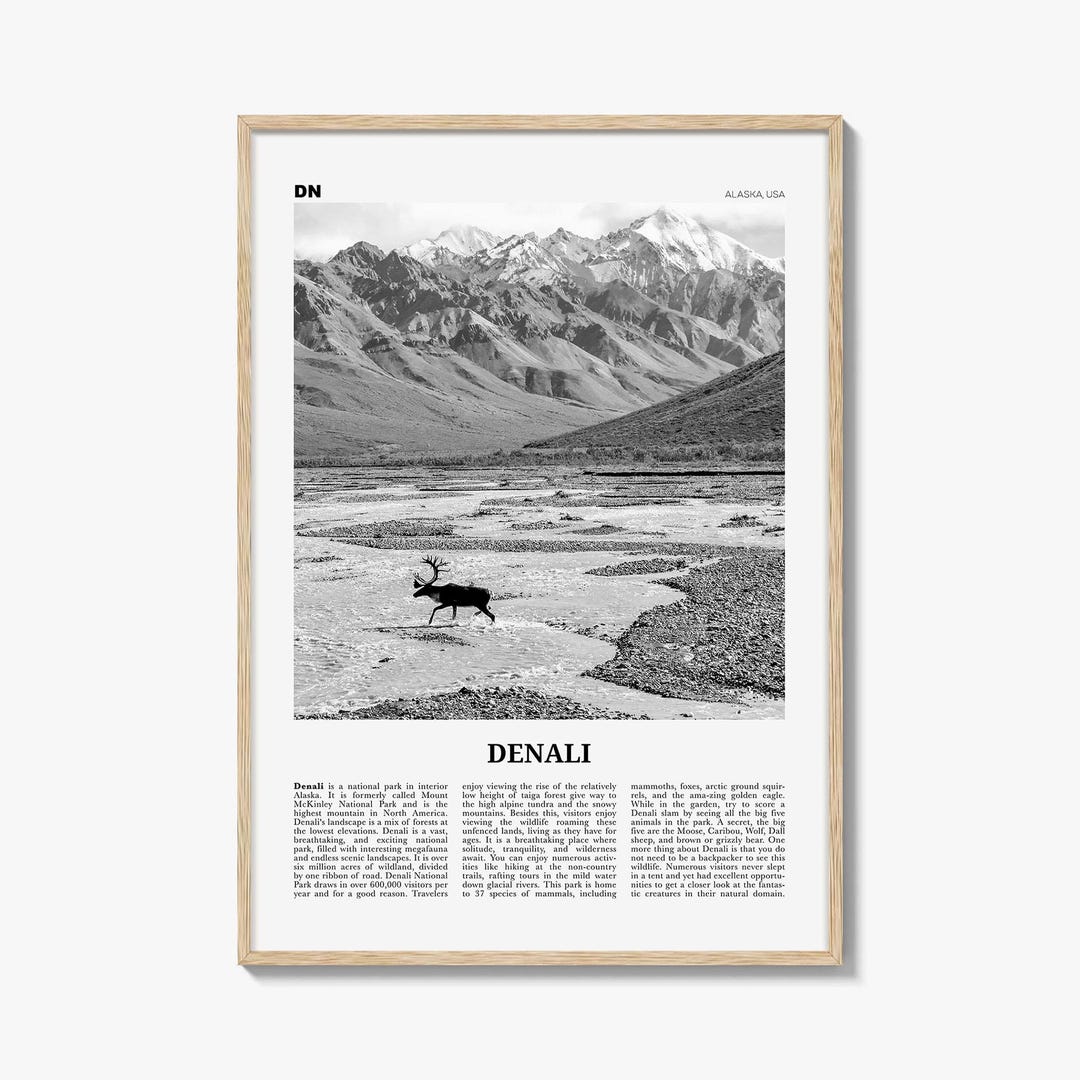 Denali Print Black and White, Denali Wall Art, Denali Poster, Denali ...