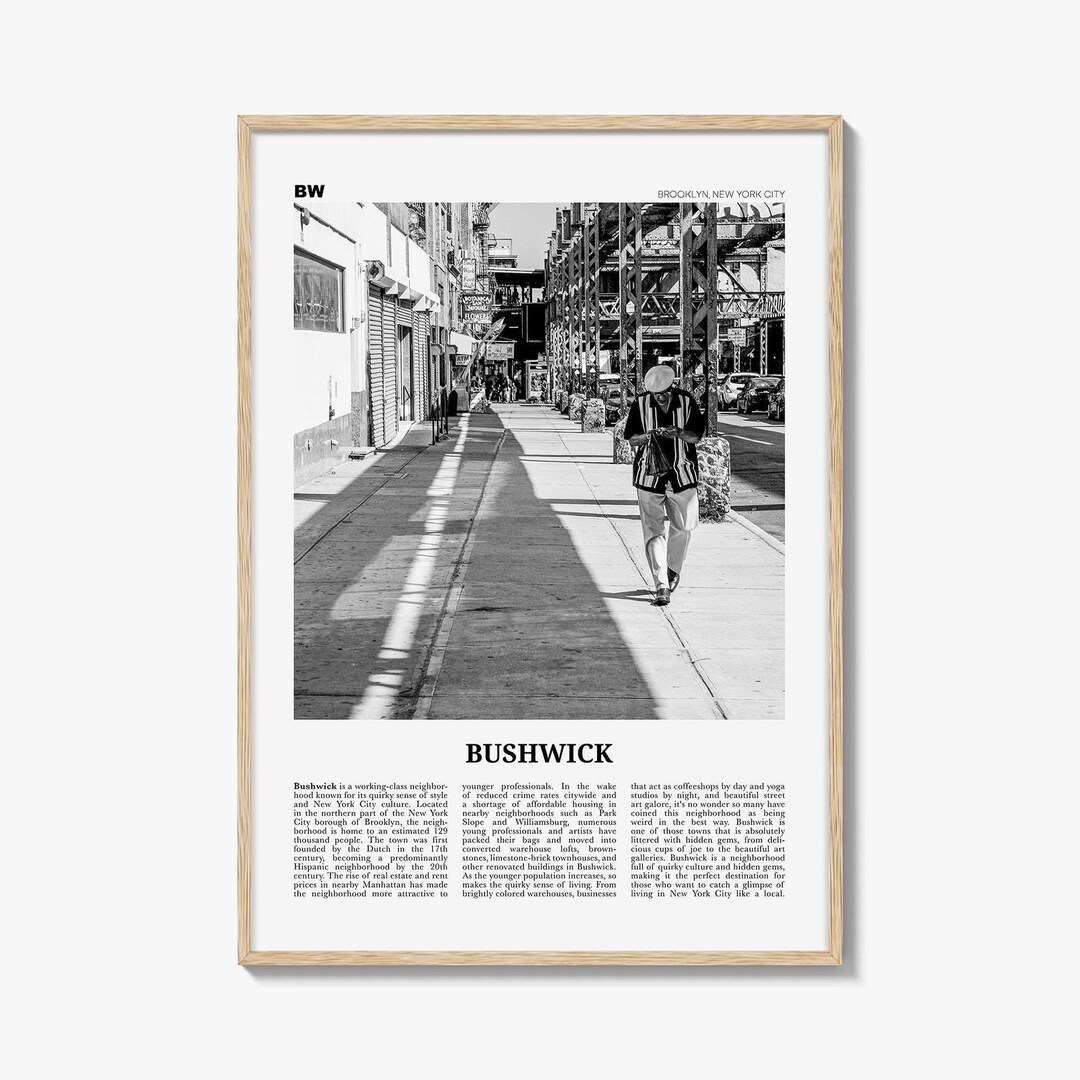 Bushwick Poster Print Black and White, New York Travel Wall Art ...