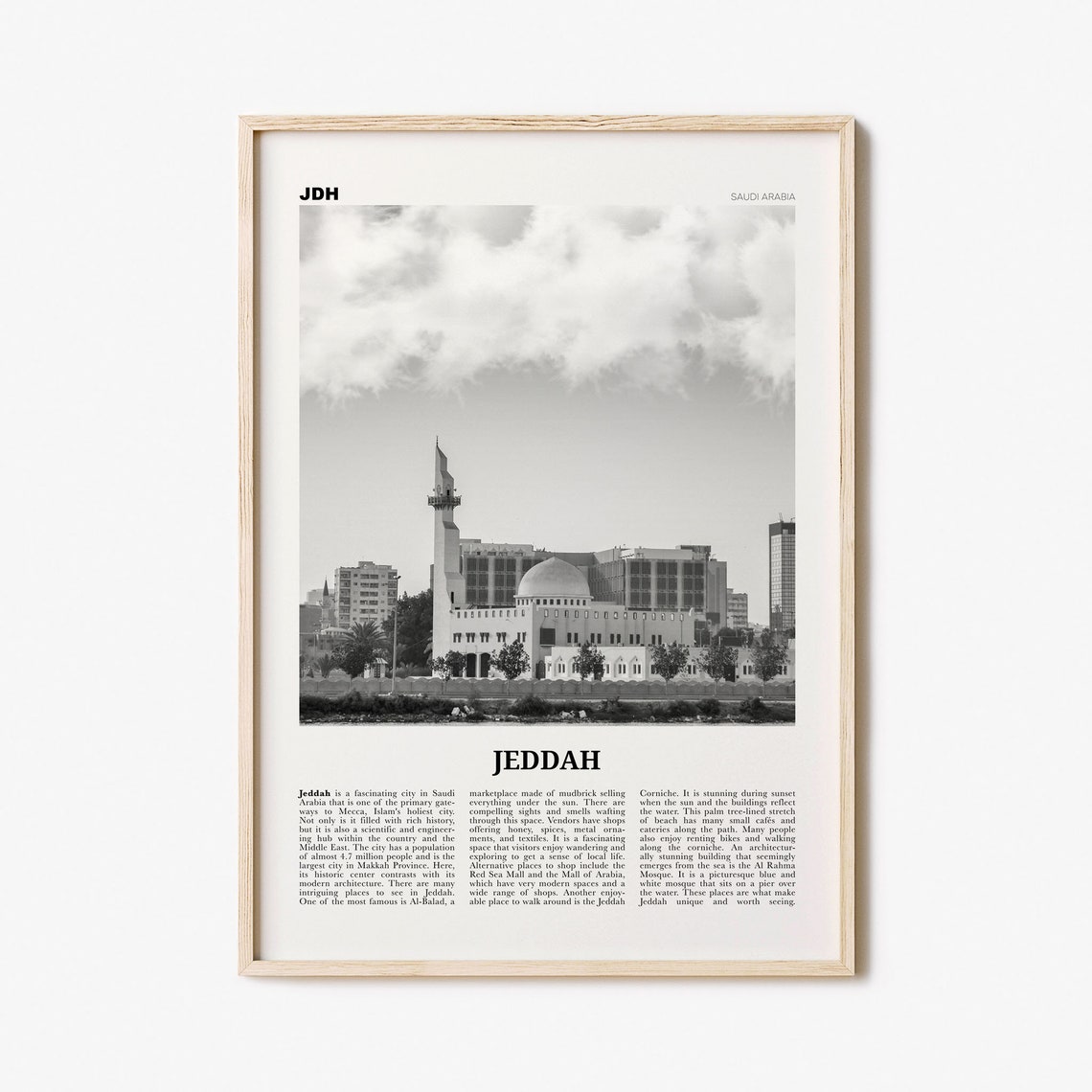 Jeddah Print Black and White Jeddah Wall Art Jeddah Poster - Etsy