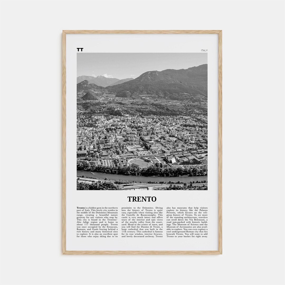 Trient Poster Schwarz und Weiß, Trient Wandkunst, Trient Poster, Trient ...