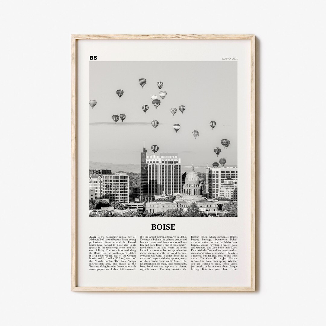Boise Print Black and White No 1, Boise Wall Art, Boise Poster, Boise ...