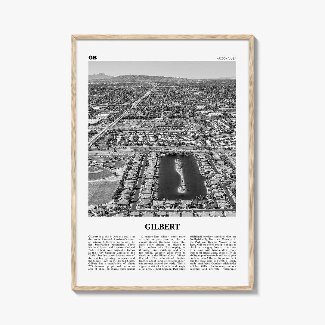 Gilbert Print Black and White, Gilbert Wall Art, Gilbert Poster ...