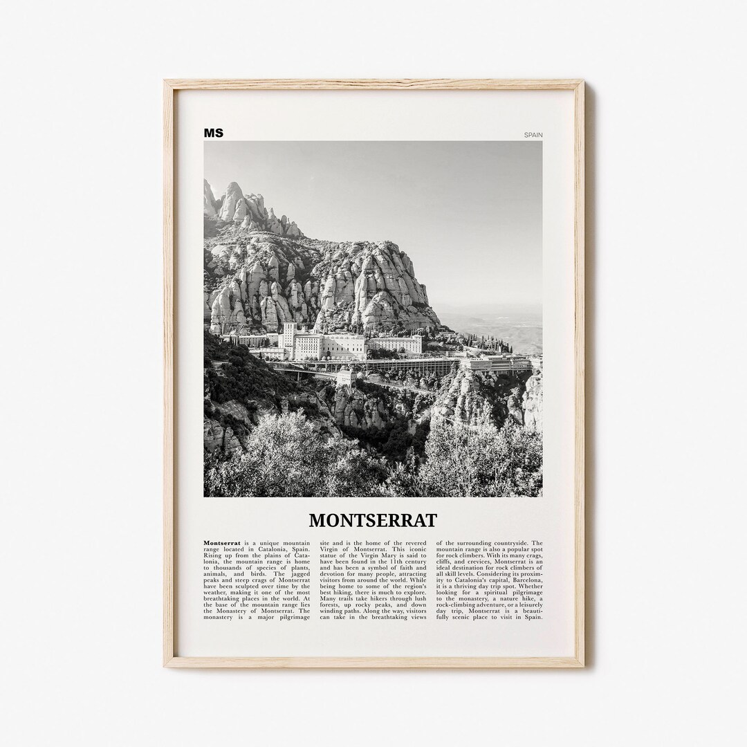 Montserrat Print Black and White Spain, Montserrat Wall Art, Montserrat ...