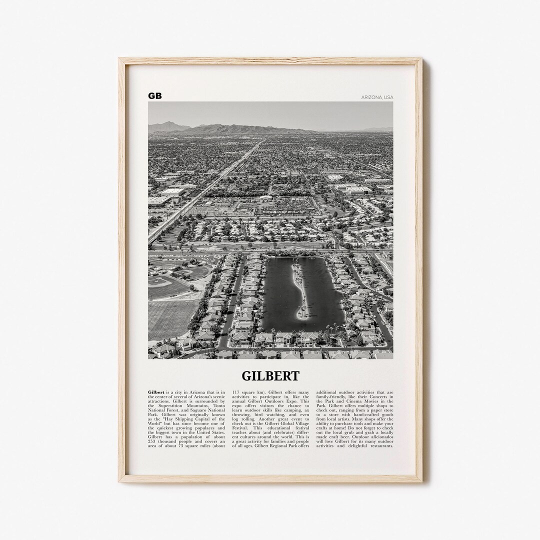 Gilbert Print Black and White, Gilbert Wall Art, Gilbert Poster ...