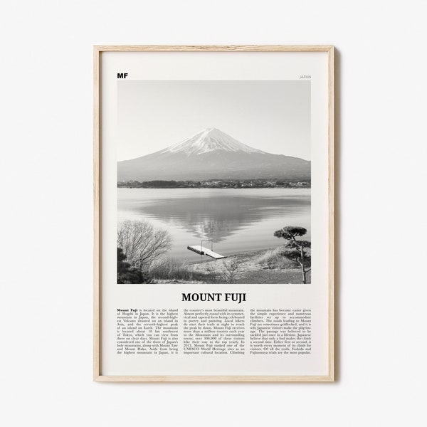 Mount Fuji Travel Print Black and White Mount Fuji Poster - Etsy