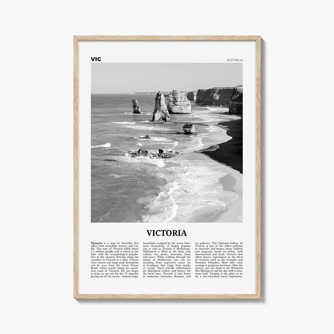 Victoria Poster Print Black and White, Twelve Apostles Photo, Australia ...