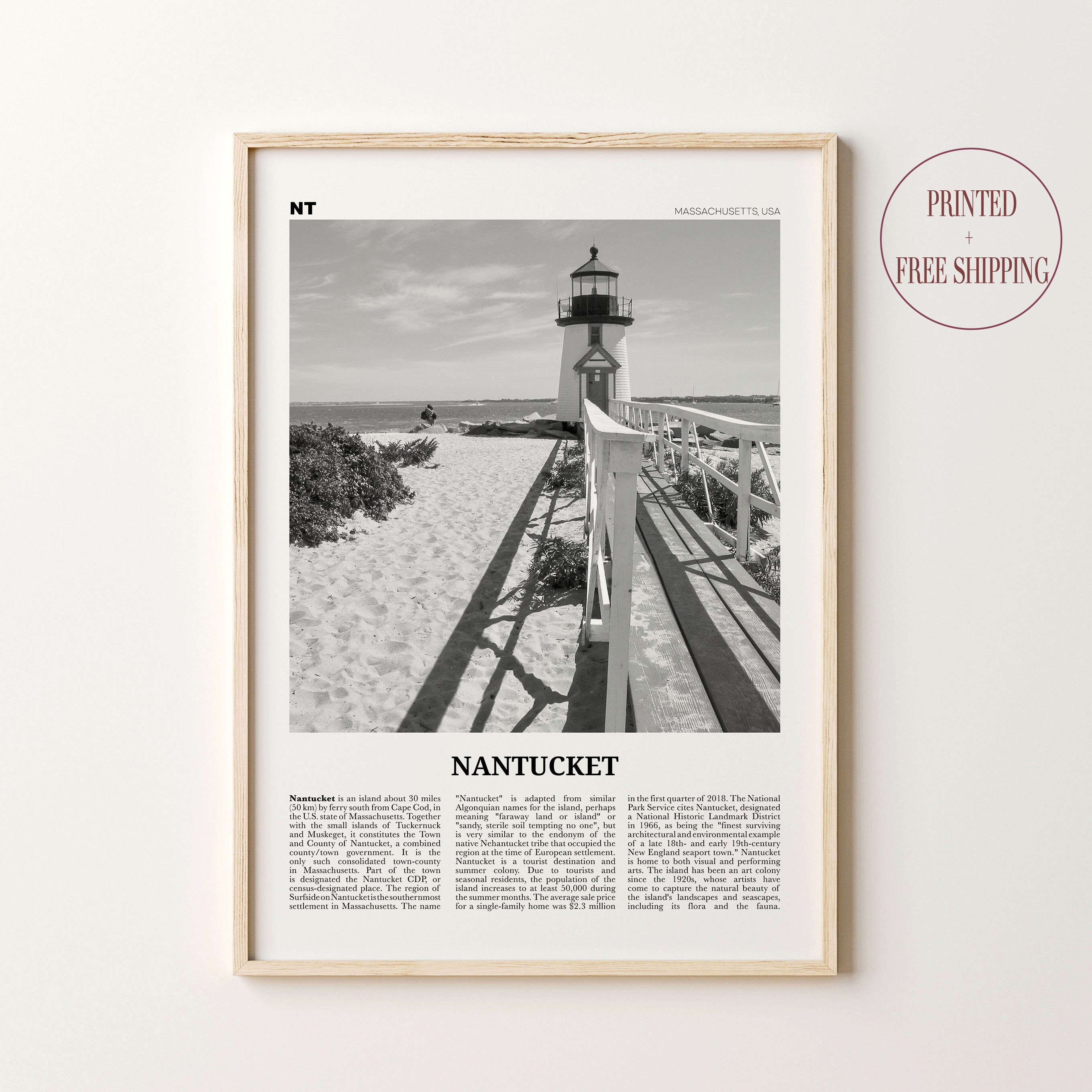 Nantucket Print Black and White Nantucket Wall Art Nantucket | Etsy