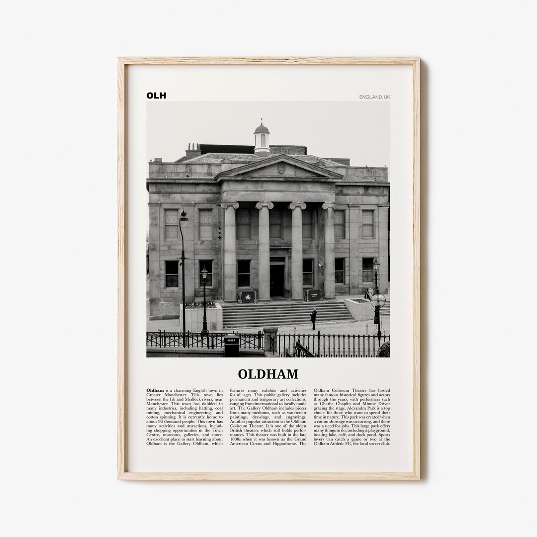 Oldham Print Black and White, Oldham Wall Art, Oldham Poster, Oldham ...