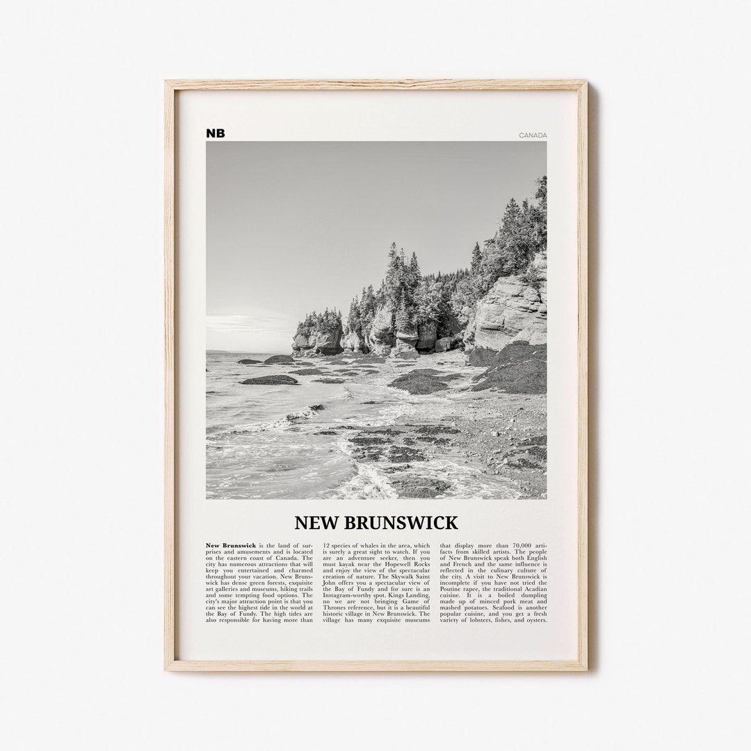New Brunswick Print Black and White, New Brunswick Wall Art, New ...