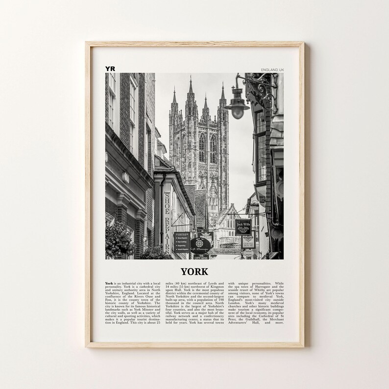 York Print Black and White York Wall Art York Poster York | Etsy