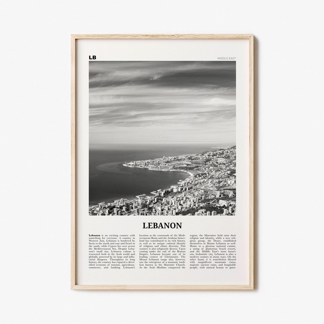 Lebanon Print Black and White No 1, Lebanon Wall Art, Lebanon Poster ...
