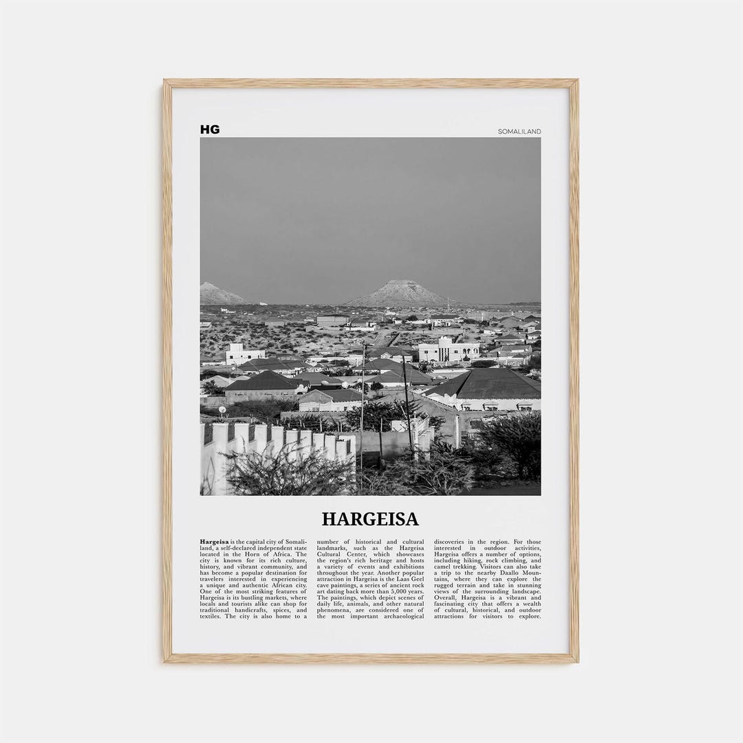Hargeisa Print Black and White, Hargeisa Wall Art, Hargeisa Poster ...
