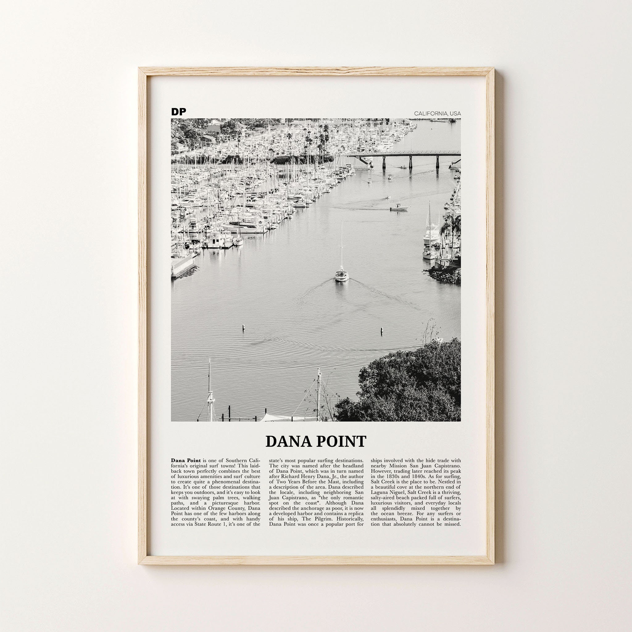 Dana Point Print Black and White Dana Point Wall Art Dana | Etsy