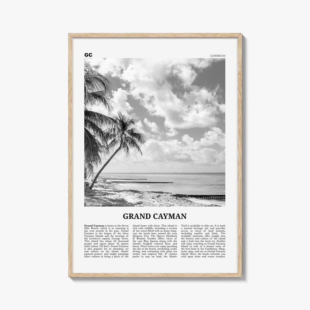 Grand Cayman Poster Print Black and White, Seven Mile Beach Photo ...