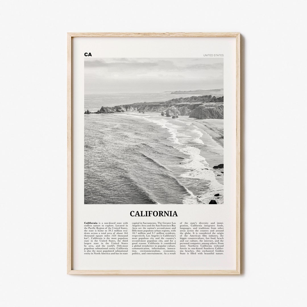 California Print Black and White No 1, California Wall Art, California ...