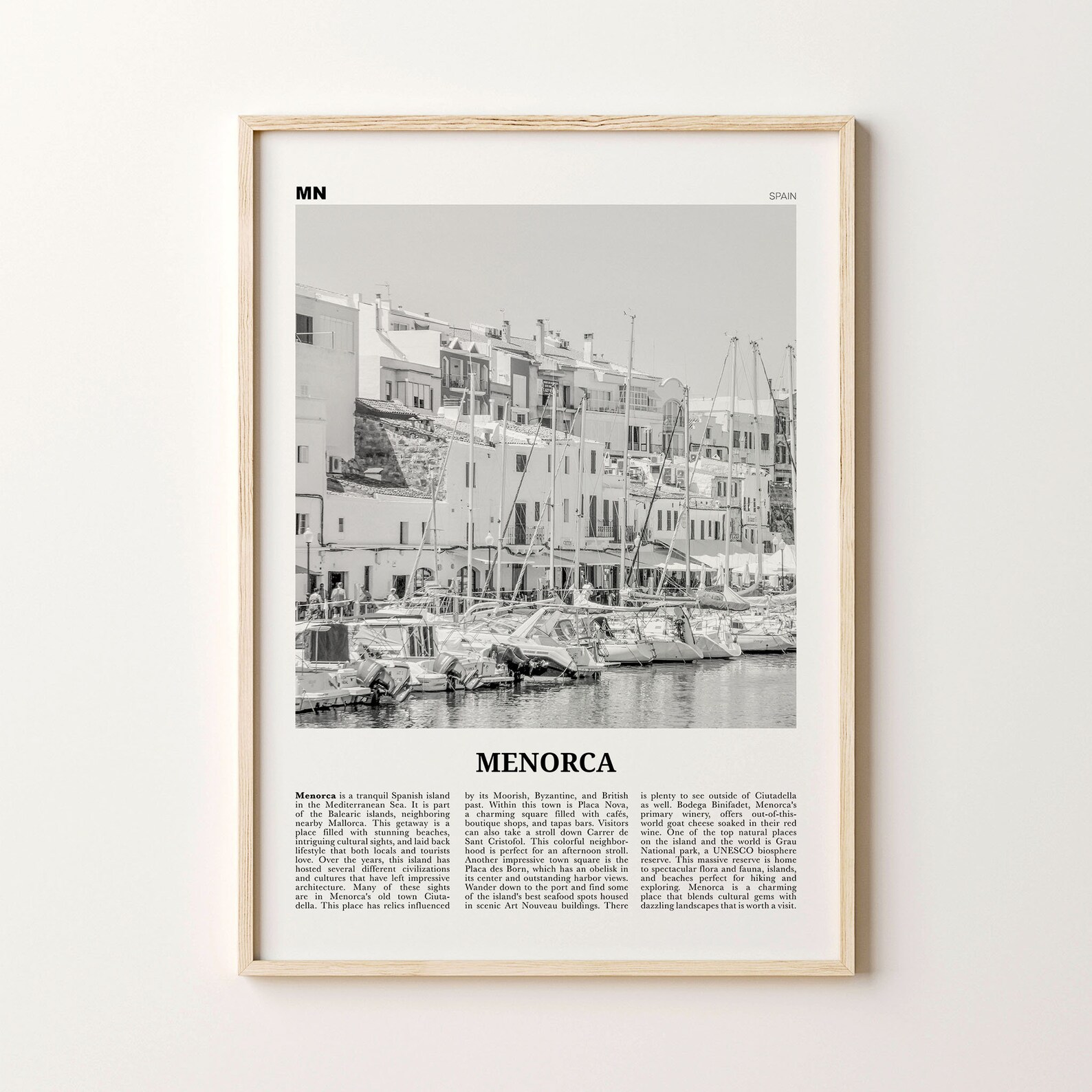 Menorca Print Black and White Menorca Wall Art Menorca | Etsy