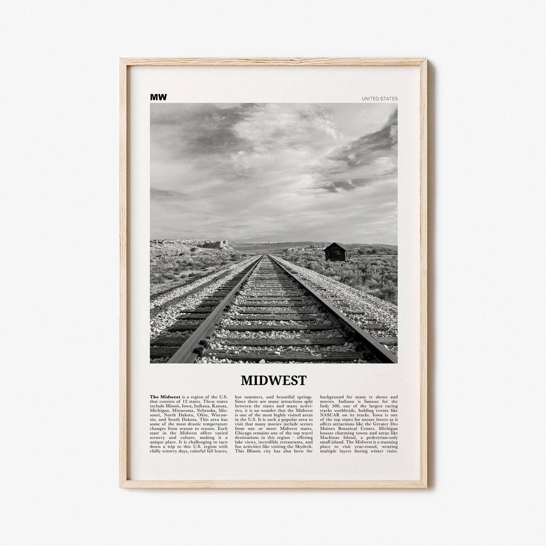Midwest Print Black and White, Midwest Wall Art, Midwest Poster ...