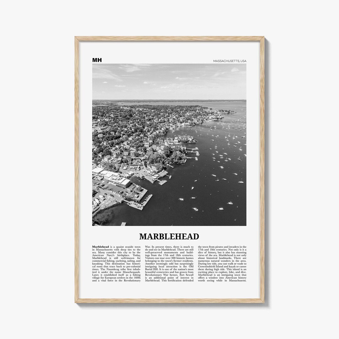Marblehead Print Black and White, Marblehead Wall Art, Marblehead ...