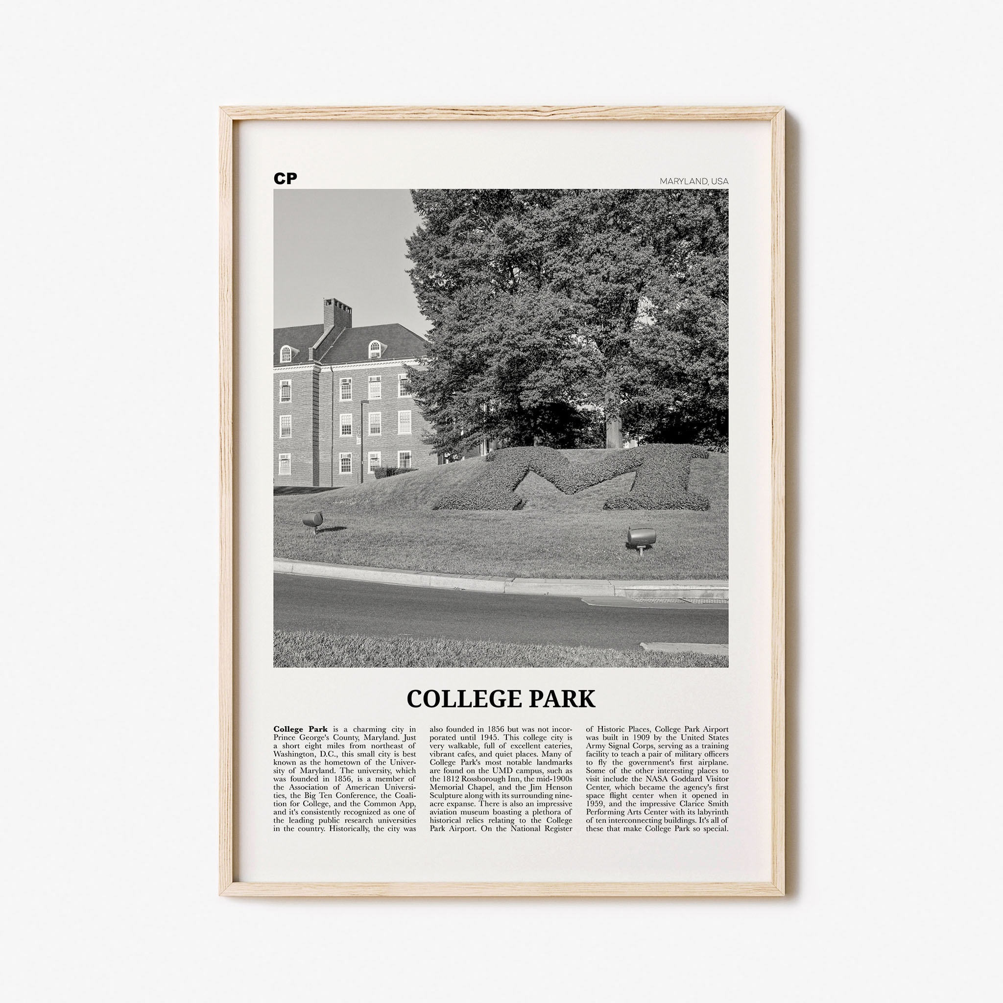 College Park Print Black and White College Park Wall Art - Etsy