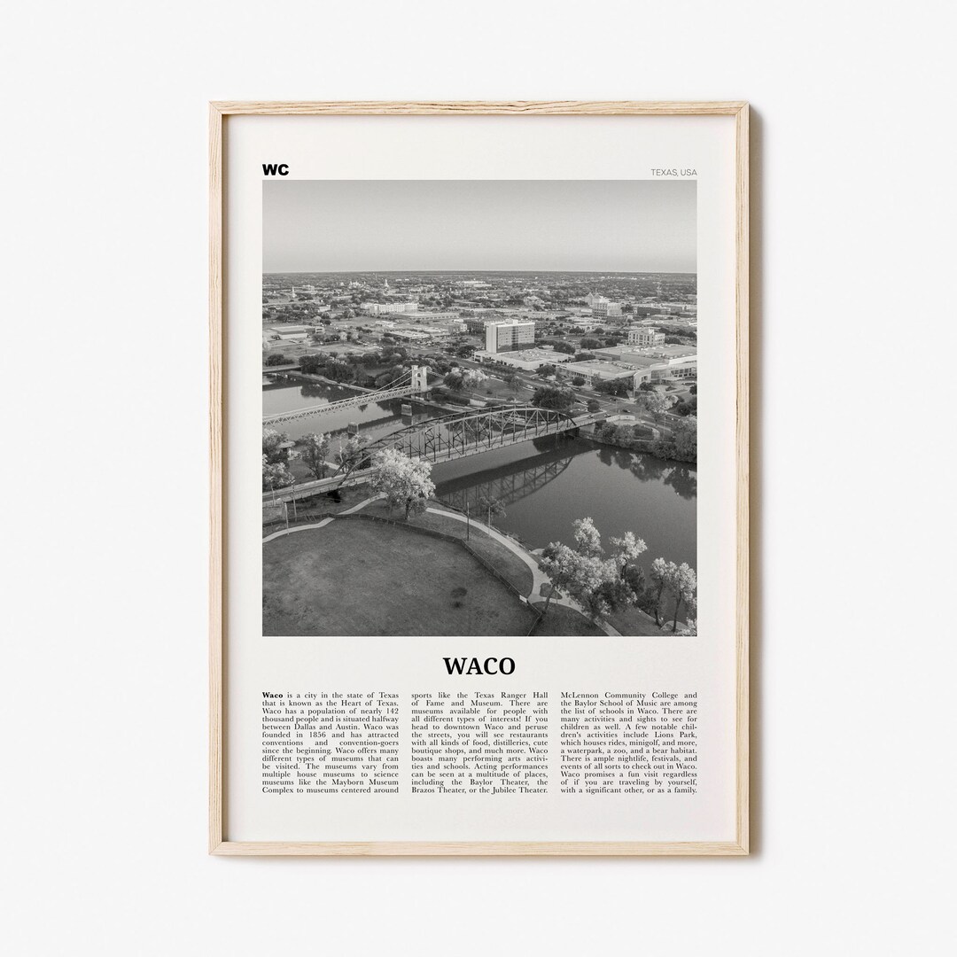 Waco Print Black and White, Waco Wall Art, Waco Poster, Waco Photo ...