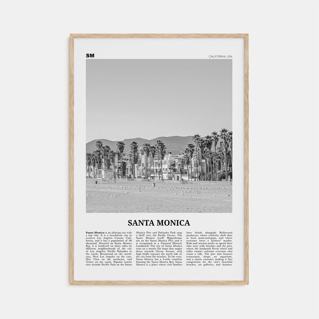 Santa Monica Print Black and White No 2, Santa Monica Wall Art, Santa ...