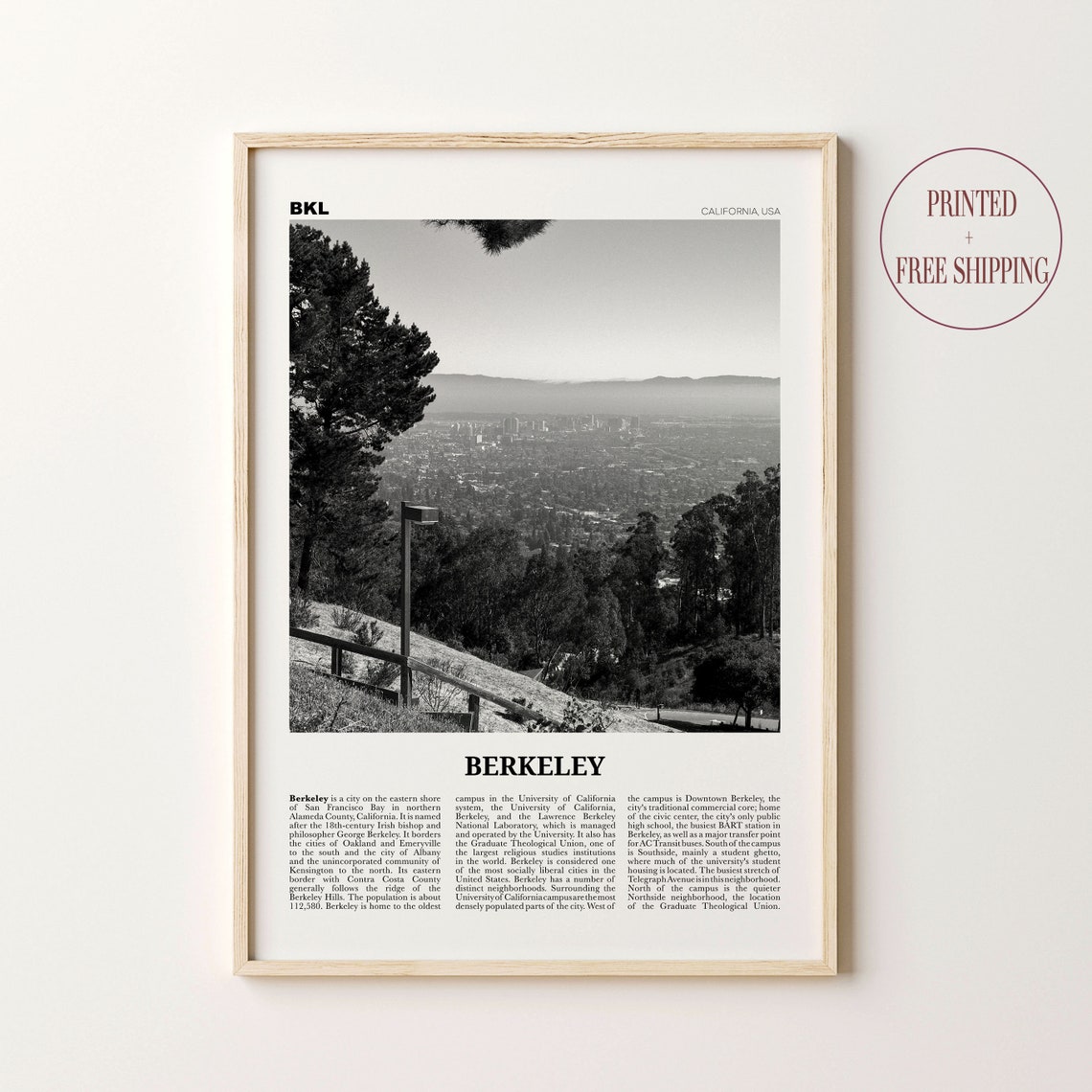 Berkeley Print Black and White Berkeley Wall Art Berkeley | Etsy