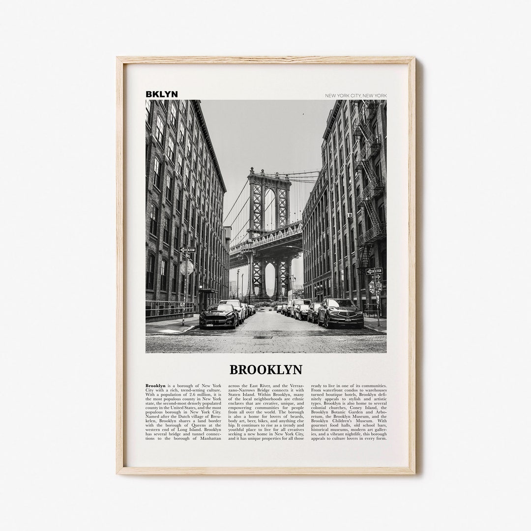 Brooklyn Print Black and White No 1, Brooklyn Wall Art, Brooklyn Poster ...