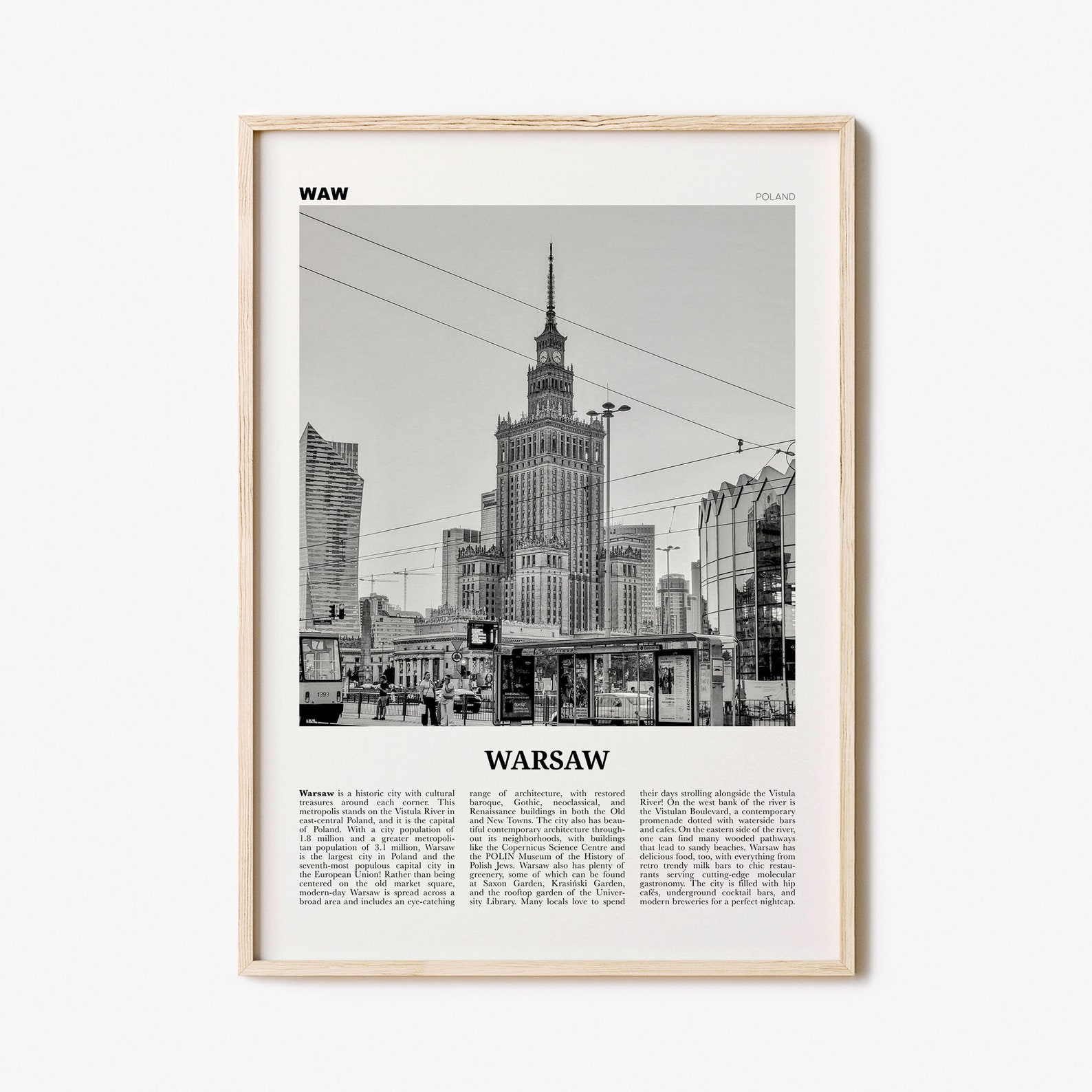 Warsaw Print Black and White Warsaw Wall Art Warsaw Poster - Etsy