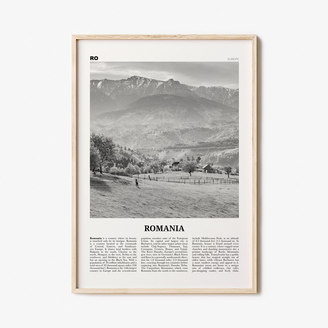 Romania Print Black and White, Romania Wall Art, Romania Poster ...