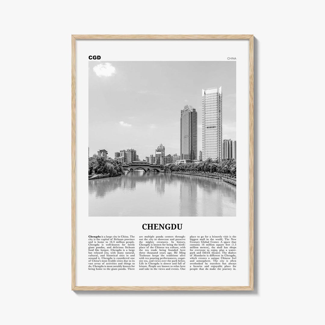 Chengdu Print Black and White, Chengdu Wall Art, Chengdu Poster ...