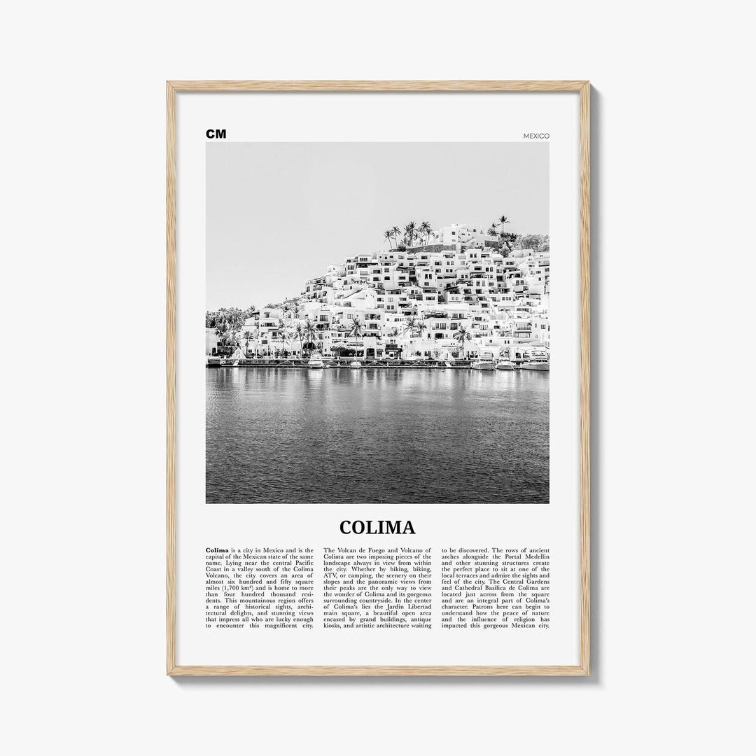 Colima Print Black and White, Colima Wall Art, Colima Poster, Colima ...