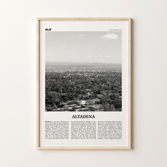Altadena Print Black and White Altadena Wall Art Altadena | Etsy