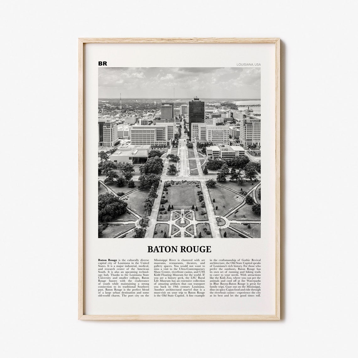 Baton Rouge Print Black and White Baton Rouge Wall Art Baton - Etsy