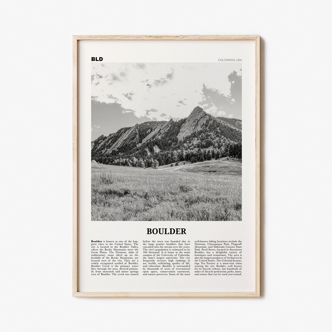 Boulder Print Black and White No 1, Boulder Wall Art, Boulder Poster ...