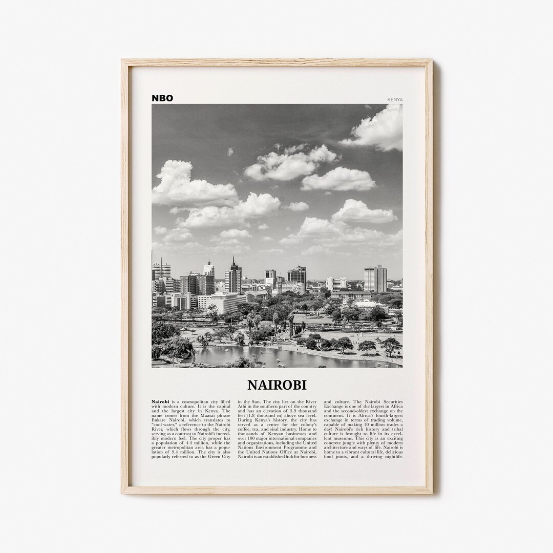 Nairobi Print Black and White No 1, Nairobi Wall Art, Nairobi Poster ...