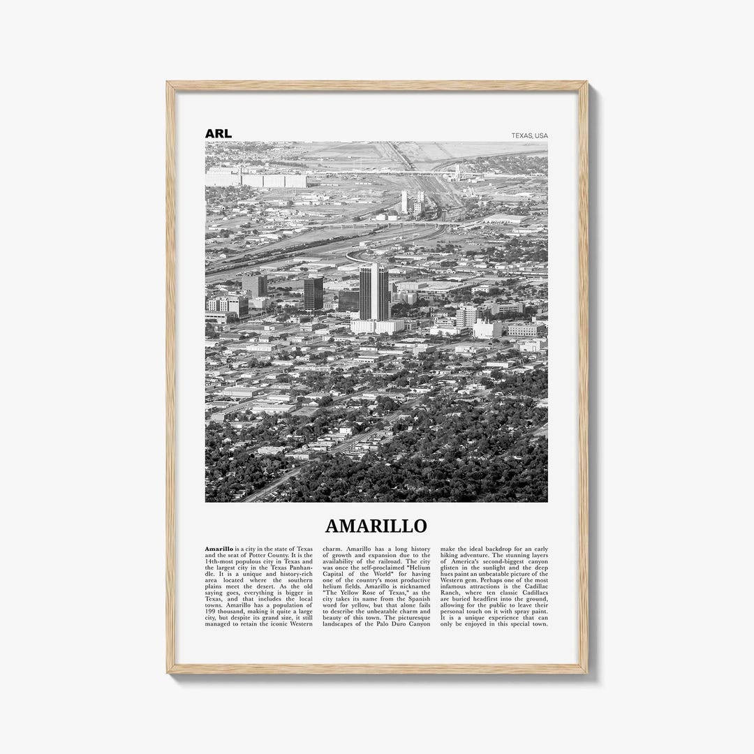 Amarillo Print Black and White, Amarillo Wall Art, Amarillo Poster ...