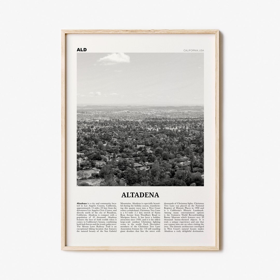 Altadena Print Black and White Altadena Wall Art Altadena - Etsy