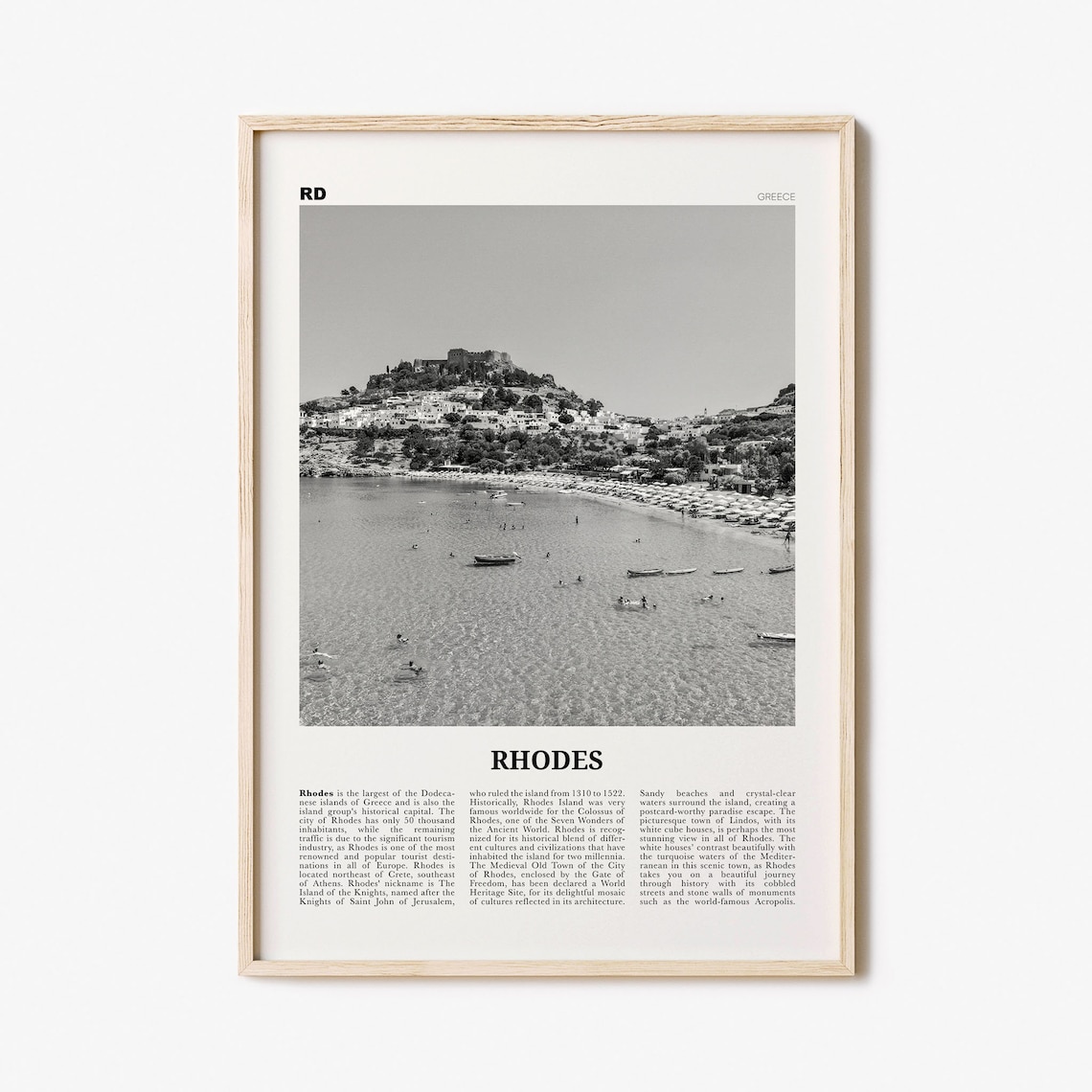 Rhodes Print Black and White Rhodes Wall Art Rhodes Poster - Etsy