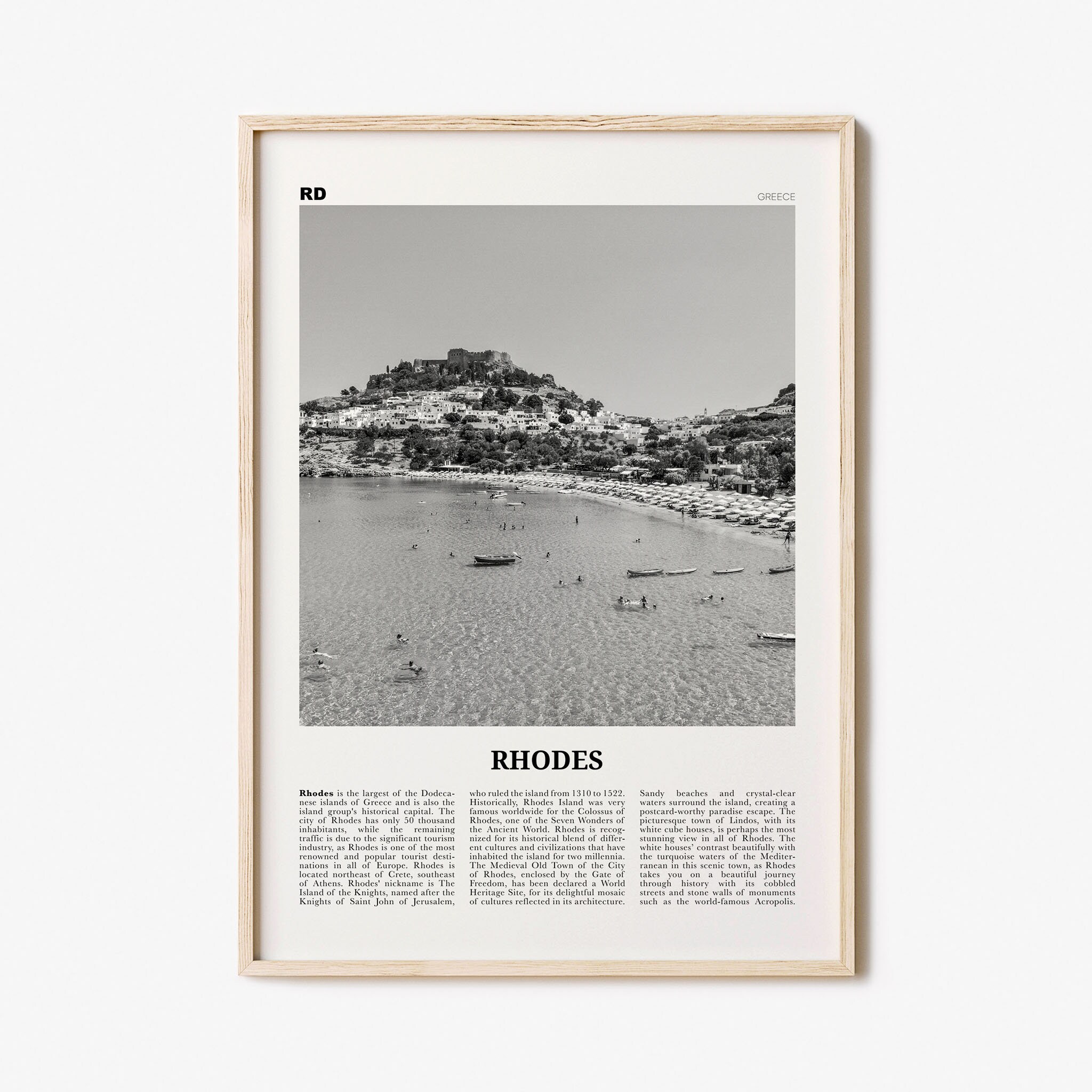 Rhodes Print Black and White Rhodes Wall Art Rhodes Poster - Etsy