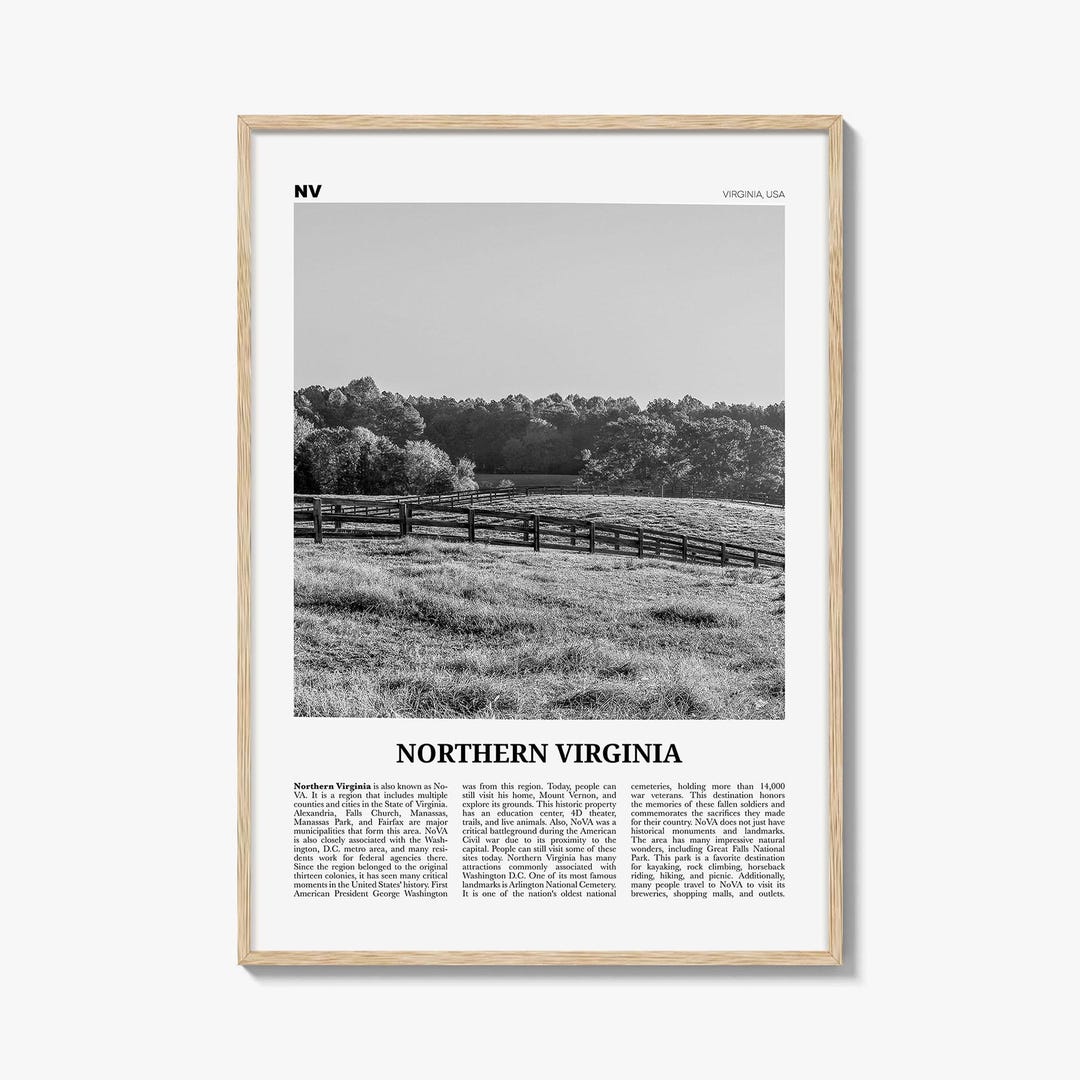 Northern Virginia Print Black and White, Northern Virginia Wall Art ...