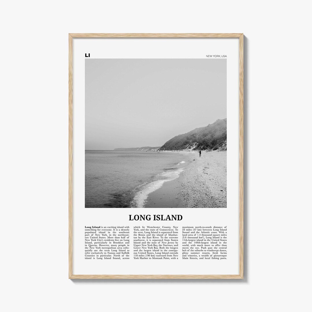 Long Island Poster Print Black and White, New York Travel Wall Art ...