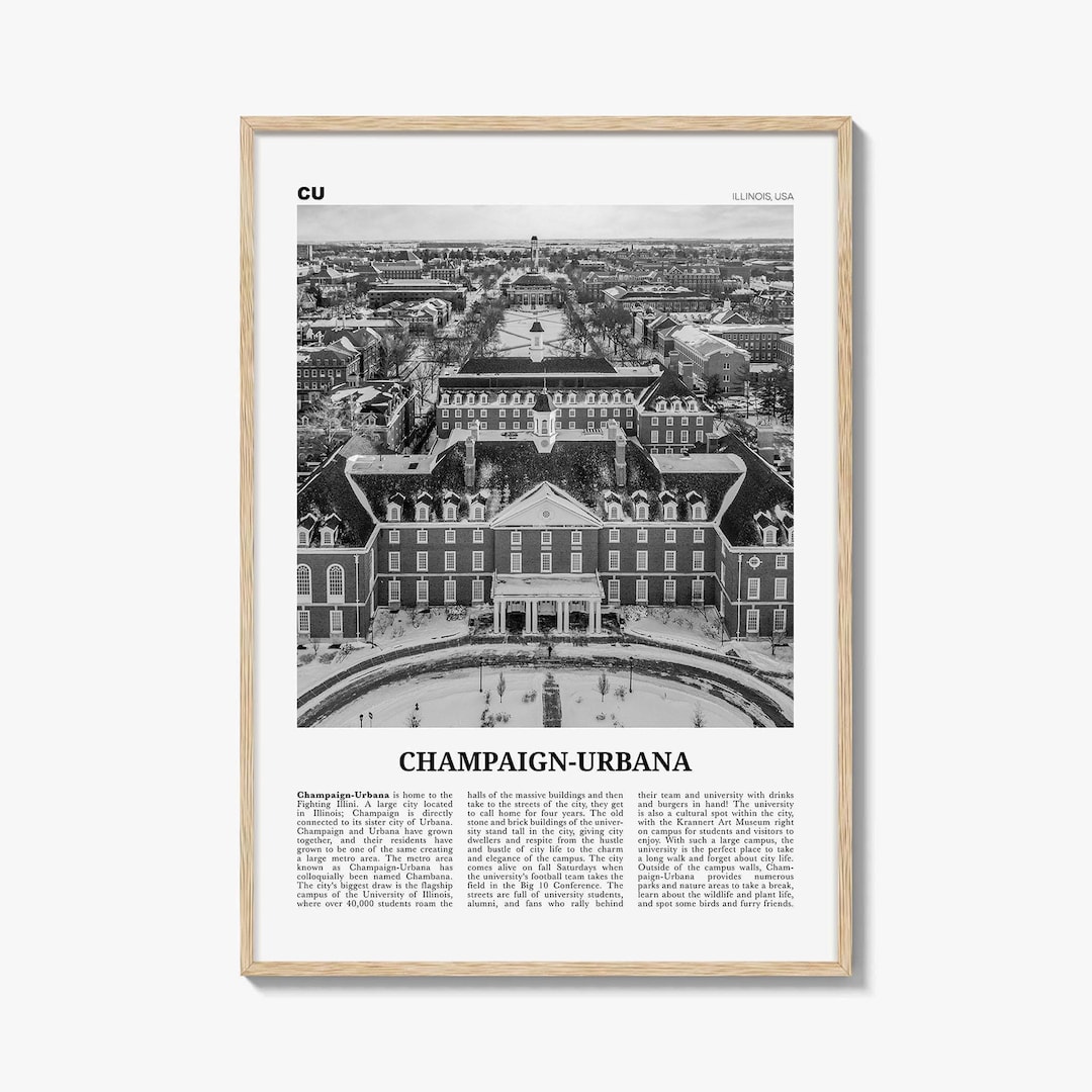 Champaign-urbana Poster Print Black and White, University of Illinois ...