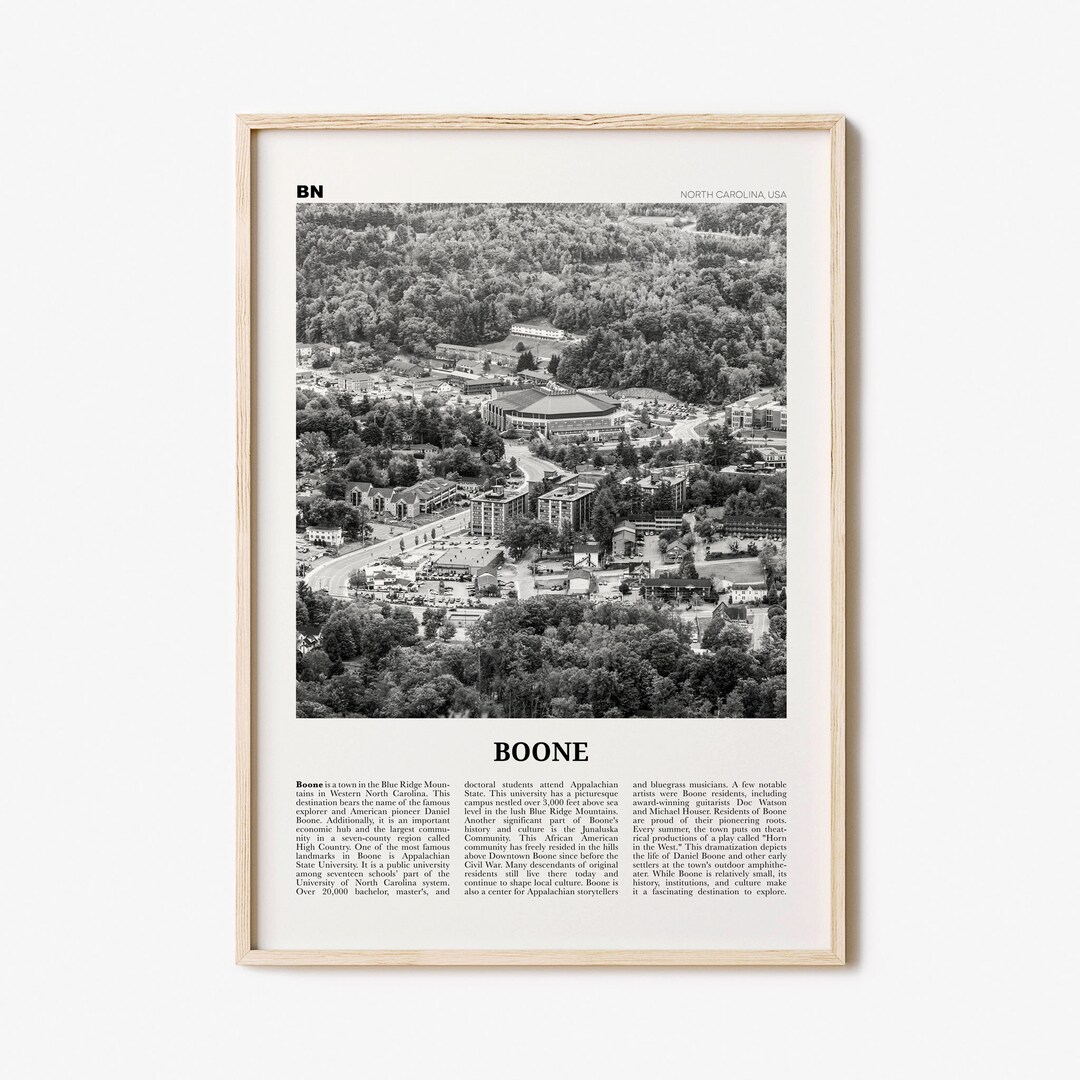 Boone Print Black and White No 1, Boone Wall Art, Boone Poster, Boone ...