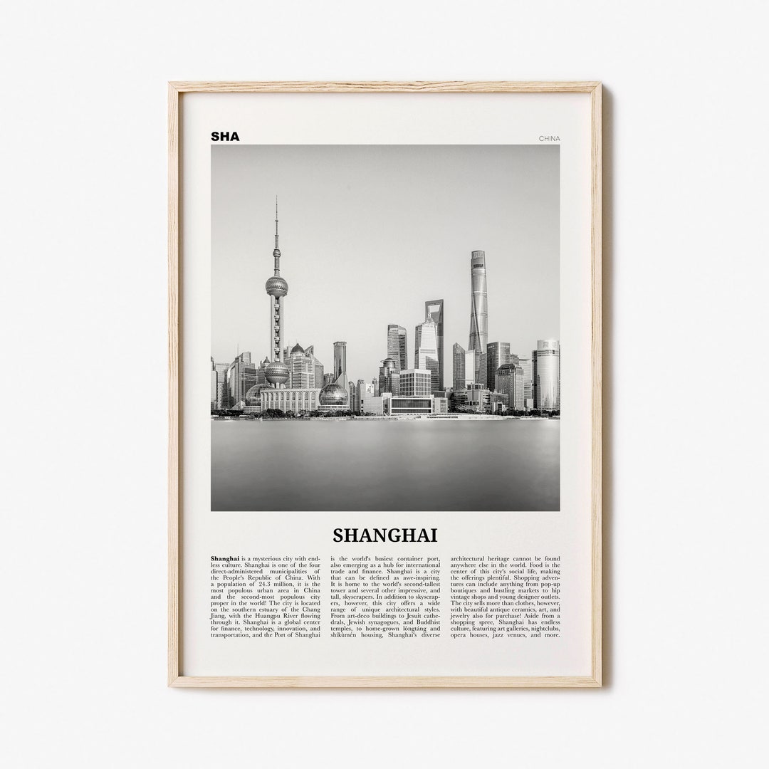 Shanghai Print Black and White No 2, Shanghai Wall Art, Shanghai Poster ...