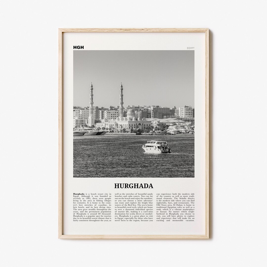 Hurghada-Druck schwarz und weiß, Hurghada-Wandkunst, Hurghada-Poster ...
