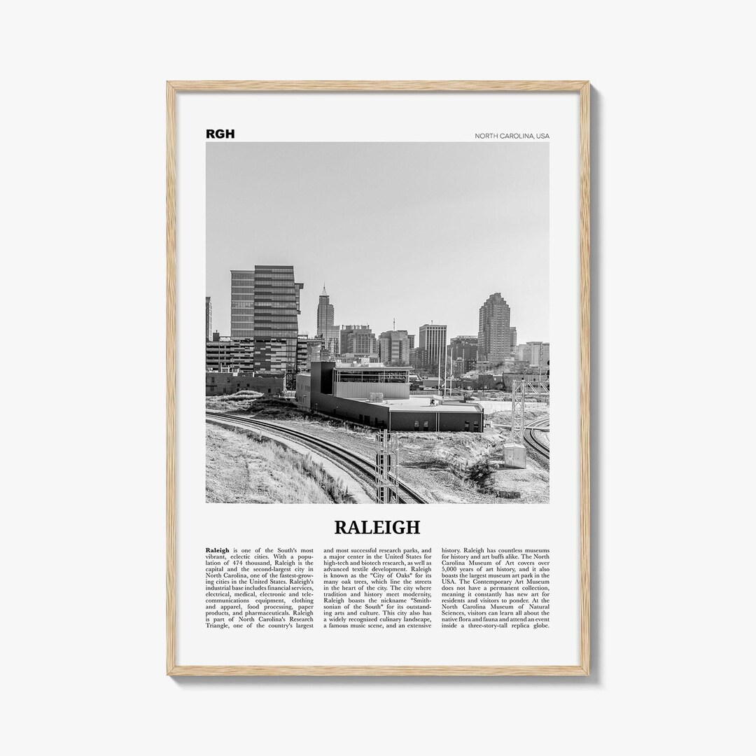 Raleigh Print Black and White No 2, Raleigh Wall Art, Raleigh Poster ...